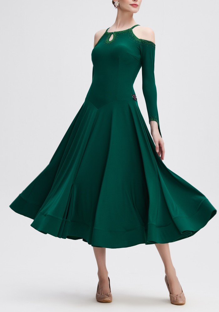 Forest Muse Glow Luxury Crepe Ballroom Smooth Practice Dance Dress