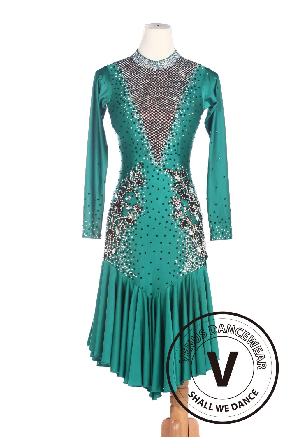 Green Women Ballroom Salsa Latin Rumba Swing Dance Dress