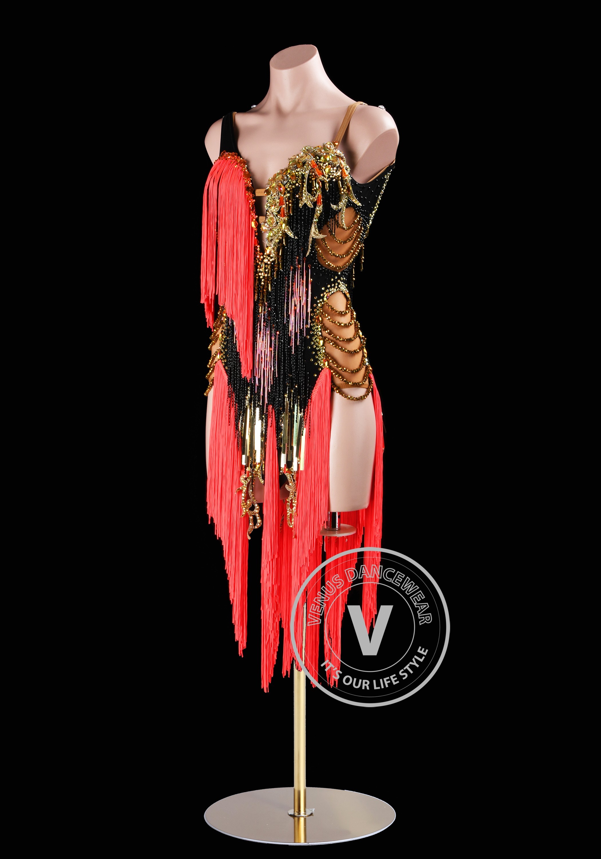 Burning Ember Muse Latin Rhythm Chacha Salsa Rumba Competition Dance Dress